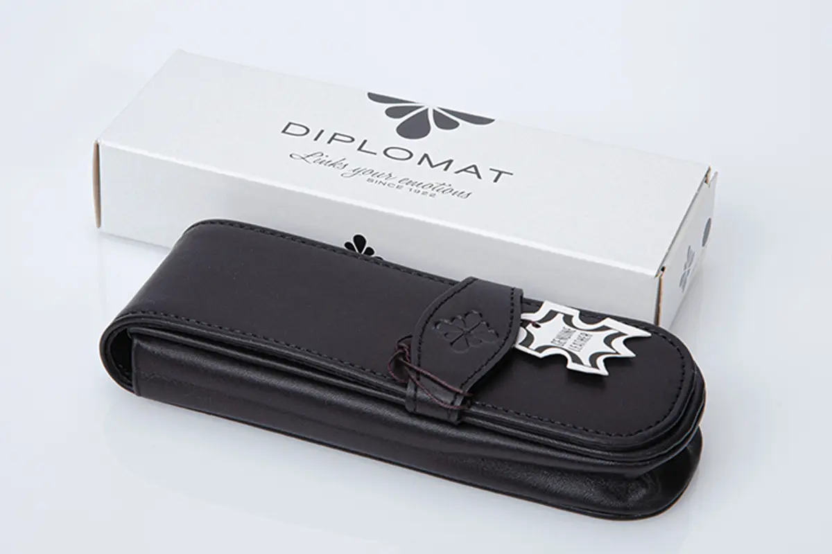 Leather double pen case - Diplomat Pen